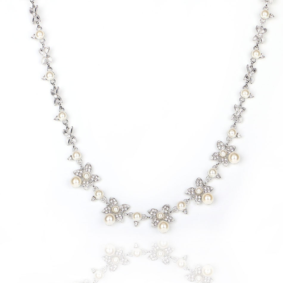 Butterflies and Bows Pearl Crystal Bridal Statement Necklace – Spilled ...